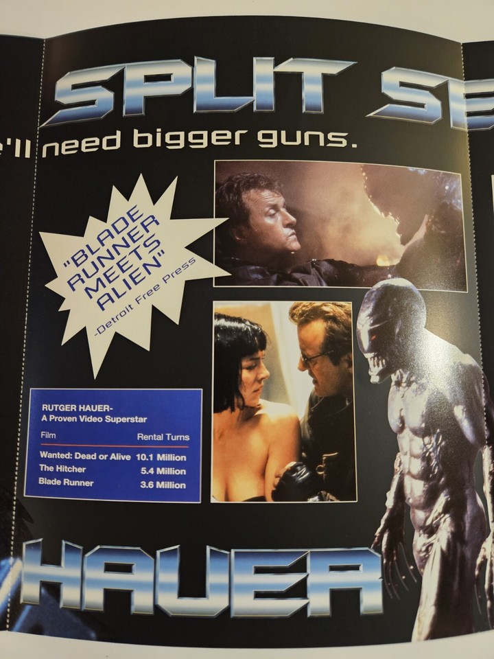 1992 Split Second VHS Release Video Store Owner Promo Sell Sheet Rutger Hauer | eBay