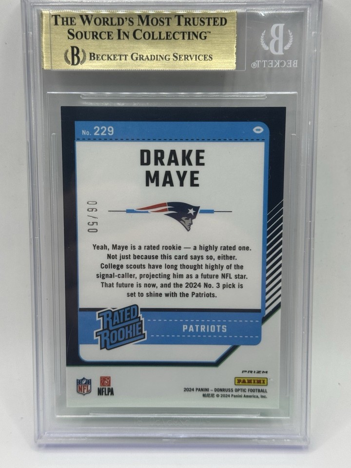 2024 Panini Donruss Optic Rated Rookie Drake Maye Lime Green Prizm /50 ...