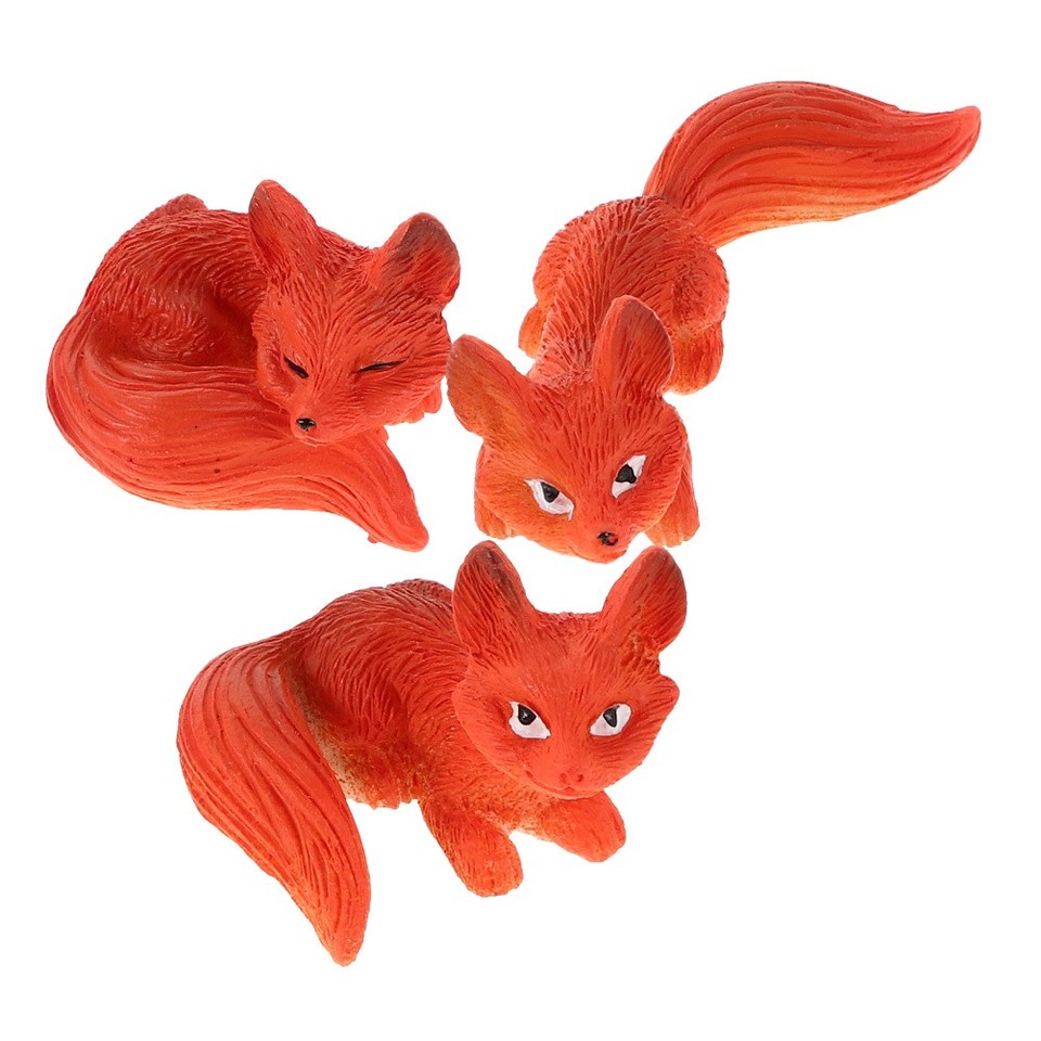 3pcs Mini Fox Animal Figures Toys Miniature Fox Figurines Fairy Garden ...