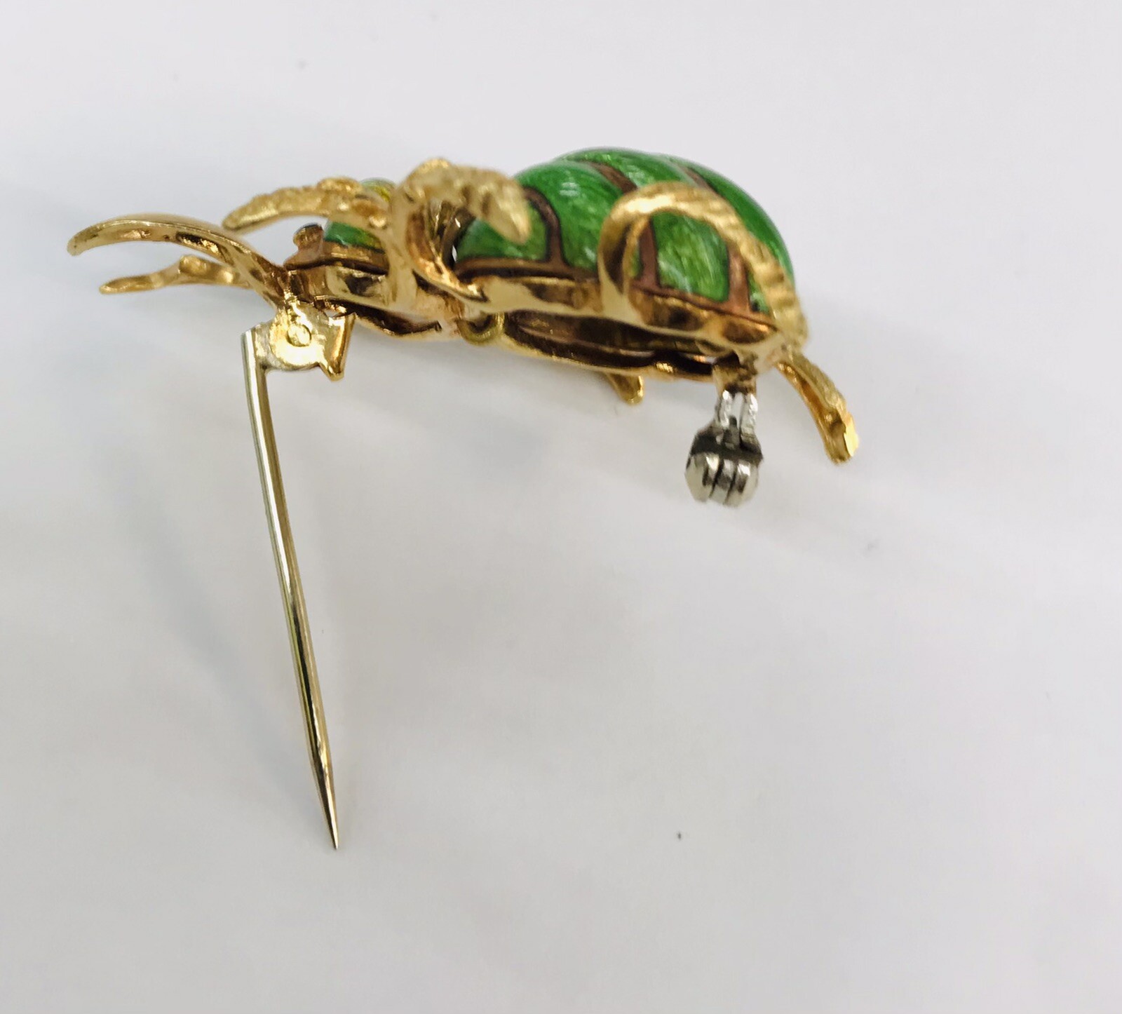 Midcentury Italian Enameled Gold Horned-Beetle Pin Brooch 18K Gold | eBay