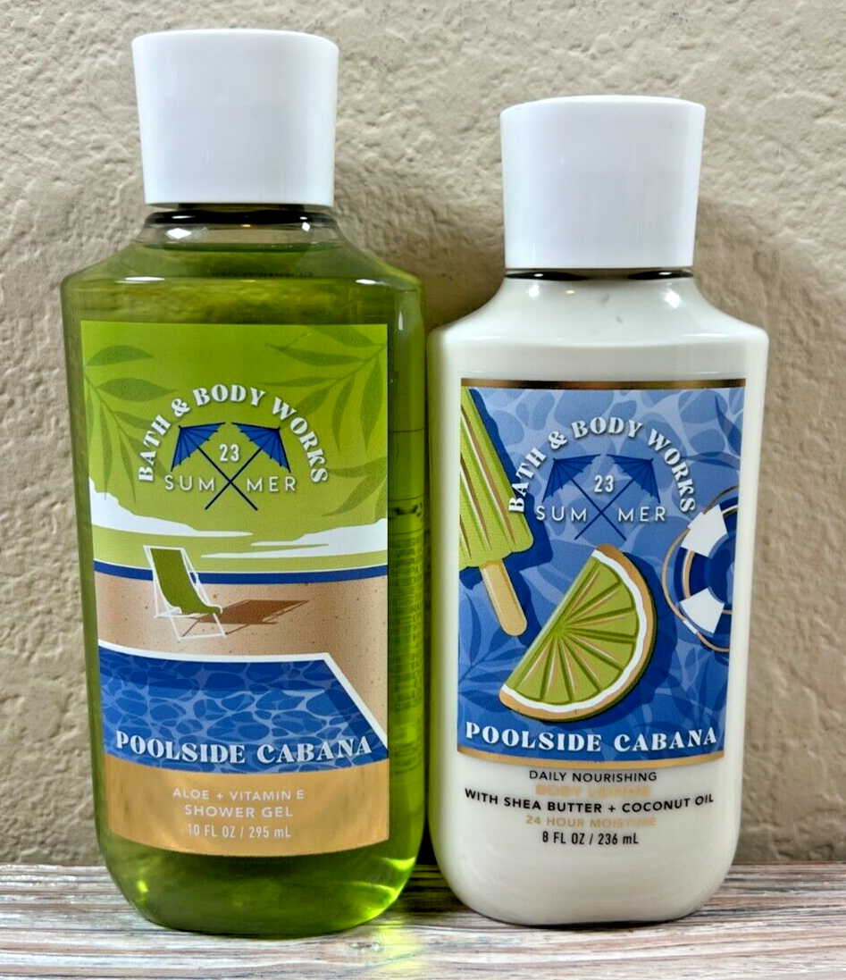 Bath & and Body Works POOLSIDE CABANA Shower Gel 10 Oz & Body Lotion 8 ...