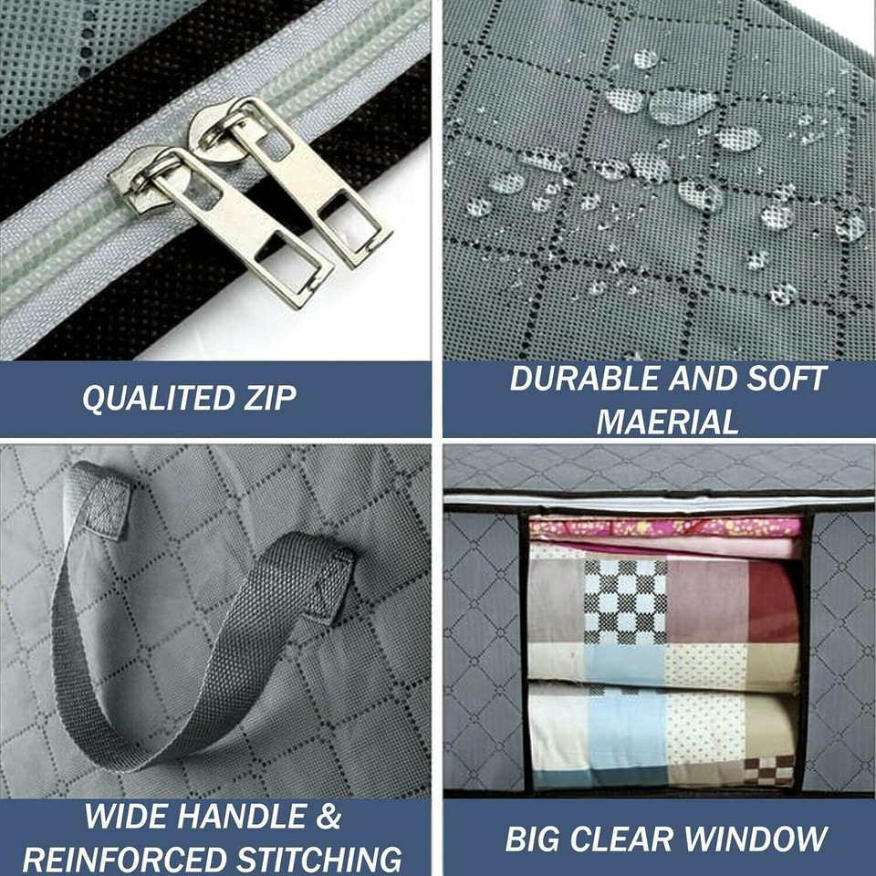 Storage Bags Moth Proof Clothes Organizer Large Duvet Bags Zips 90L ...