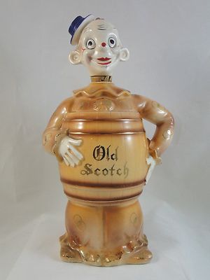 Vintage figural Bar MUSIC BOX CLOWN Scotch DECANTER music plays "How ...