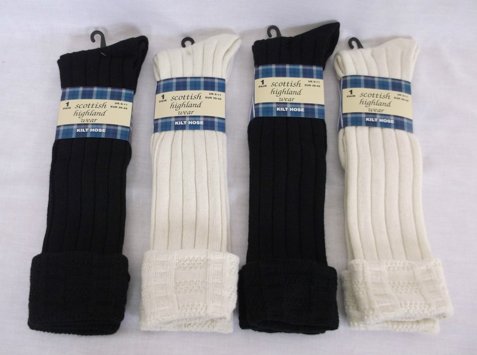 Kilt Socks Mens Kilt Socks Scottish Highland Kilt Socks Black Natural ...