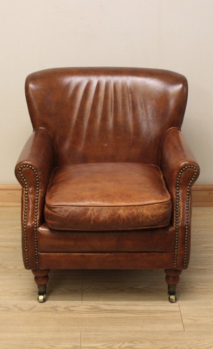 Vintage John Lewis Little Professor Brown Distressed Leather Armchair ...