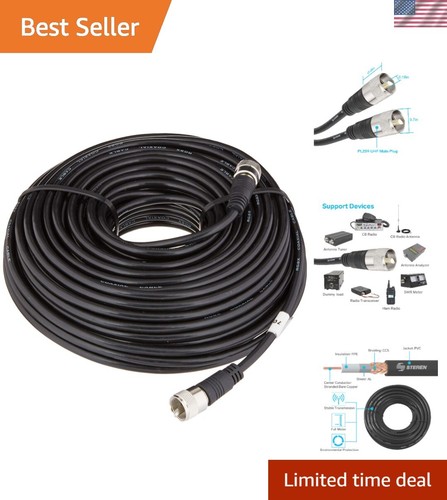 Durable RG8X Coaxial Cable with Secure UHF Connectors - Ideal for Ham ...