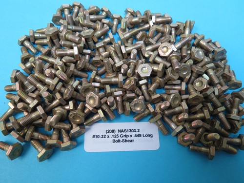 (200 each) NAS1303-2 Aircraft Aerospace Shear Bolts 3/16” #10-32 x 15/ ...