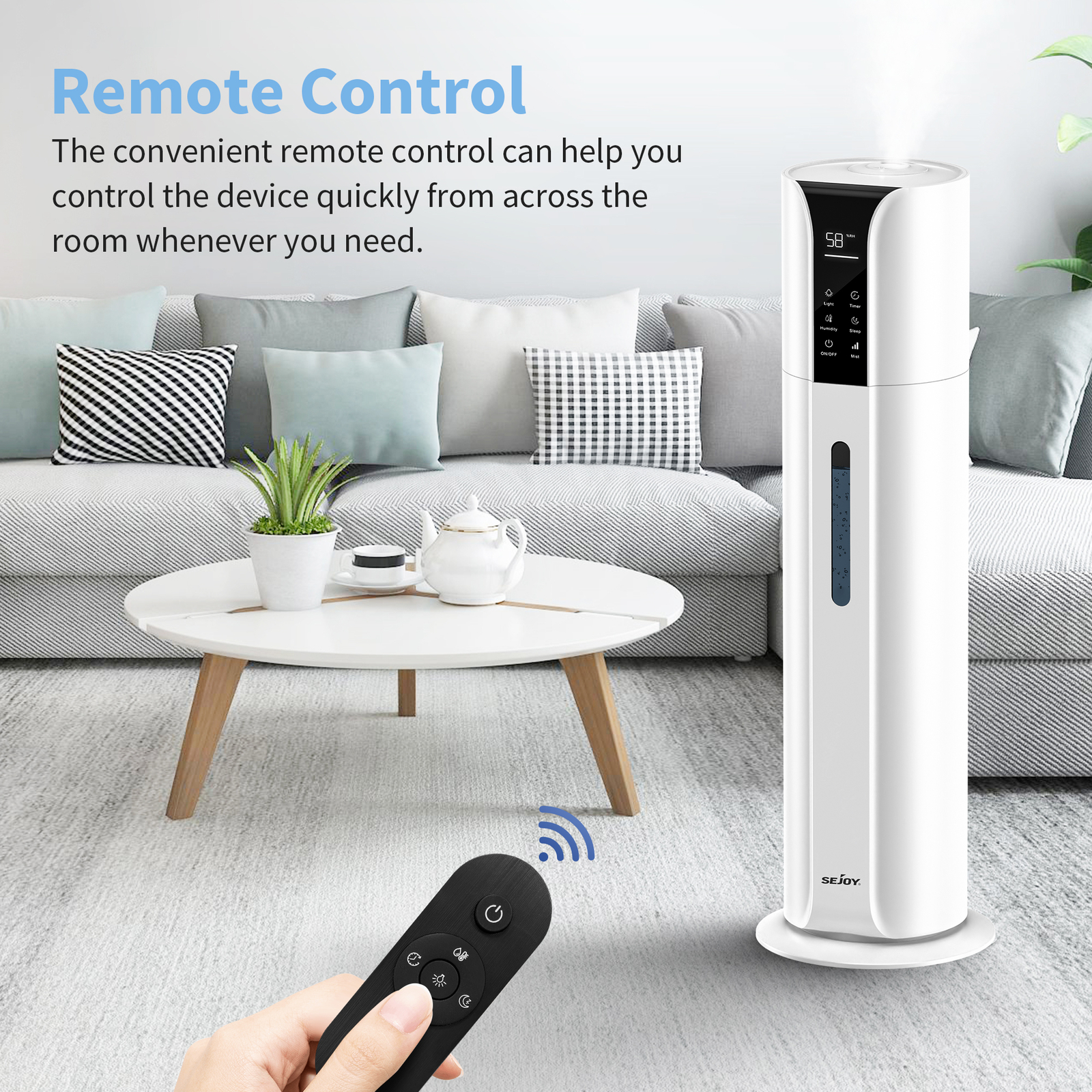 SEJOY 9L/2.4Gal Humidifiers for Bedroom Cool Mist Essential Oil Air ...