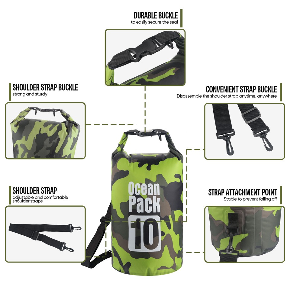 10L Waterproof DryBag Sack Backpack Ocean Pack Floating Boating ...