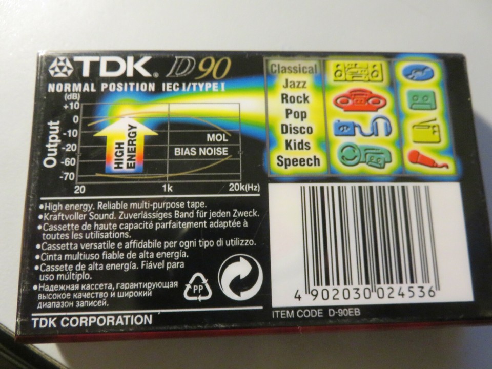 TDK D90 Audio Cassette Tape Normal Position IEC 1 TYPE 1 New Sealed ...