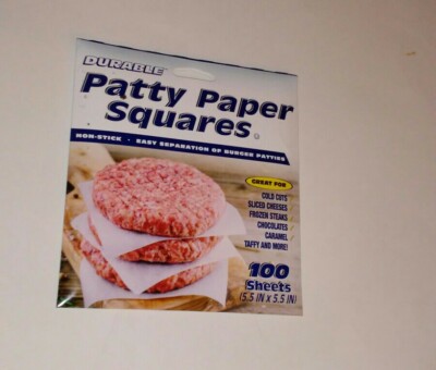 DURABLE PATTY PAPER SQUARES (100 SHEETS) NON-STICK, EASY SEPARATION OF ...