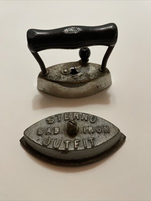 Vintage Small Sad Iron Sterno Outfit 2 piece set with wooden handle | eBay