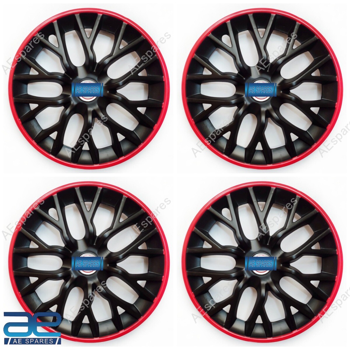 4 Pcs New Wheel Hub Caps Cover Plastic Black-Red 12-16" For Cars ...