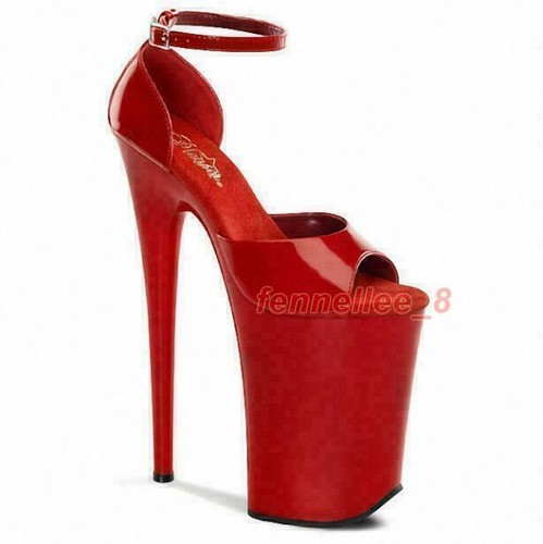 Women's Stiletto Platform Patent Leather Peep Toe Shoes 23cm Super High ...