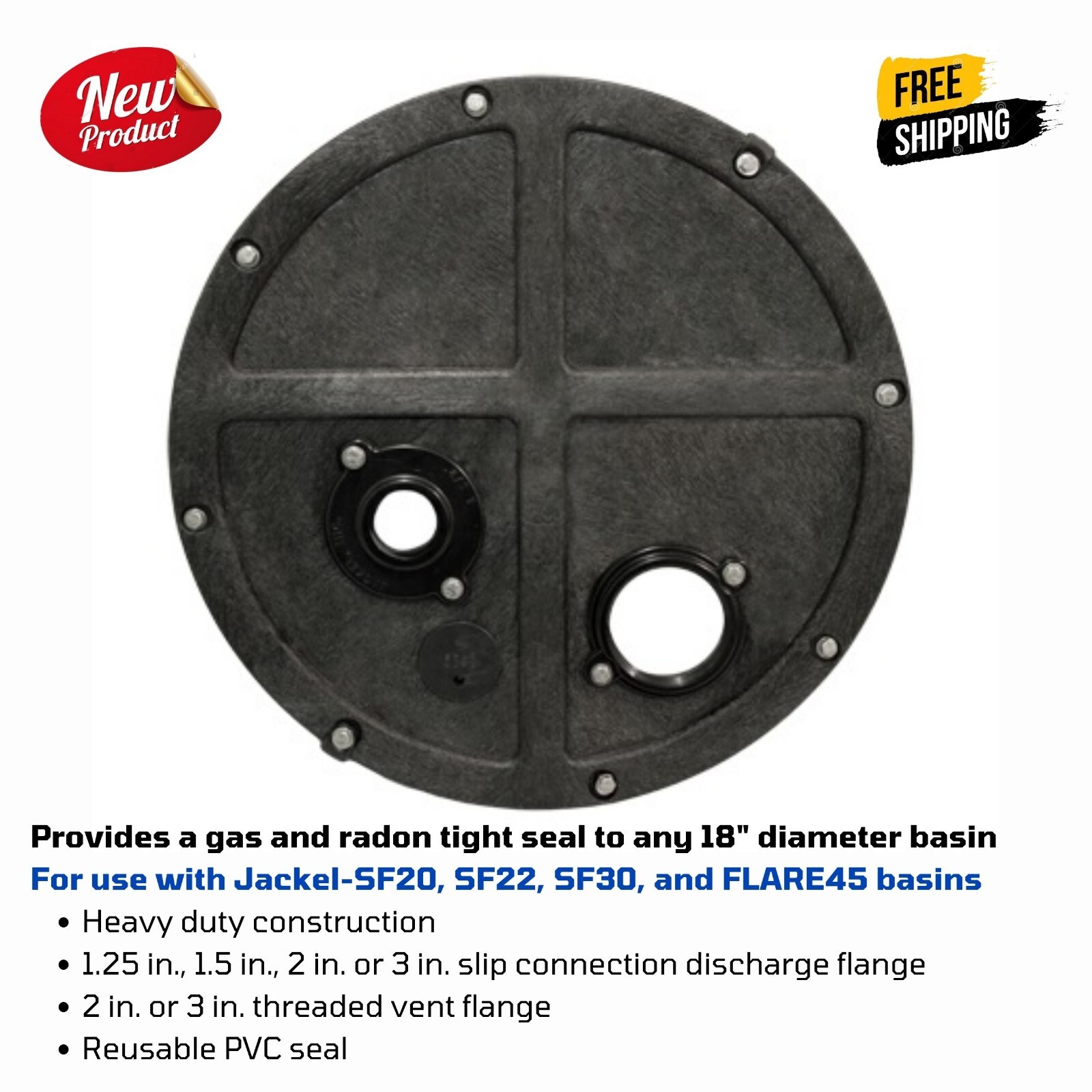 Sewage Basin Cover Lid Vent Pipe Holes for 18" Diameter Basin Sump ...