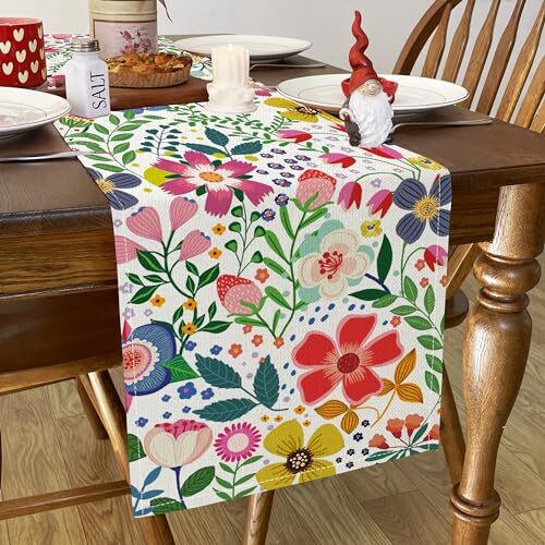 Boho Floral Table Runner, Bohemian Flower Home Kitchen Dining Table | eBay