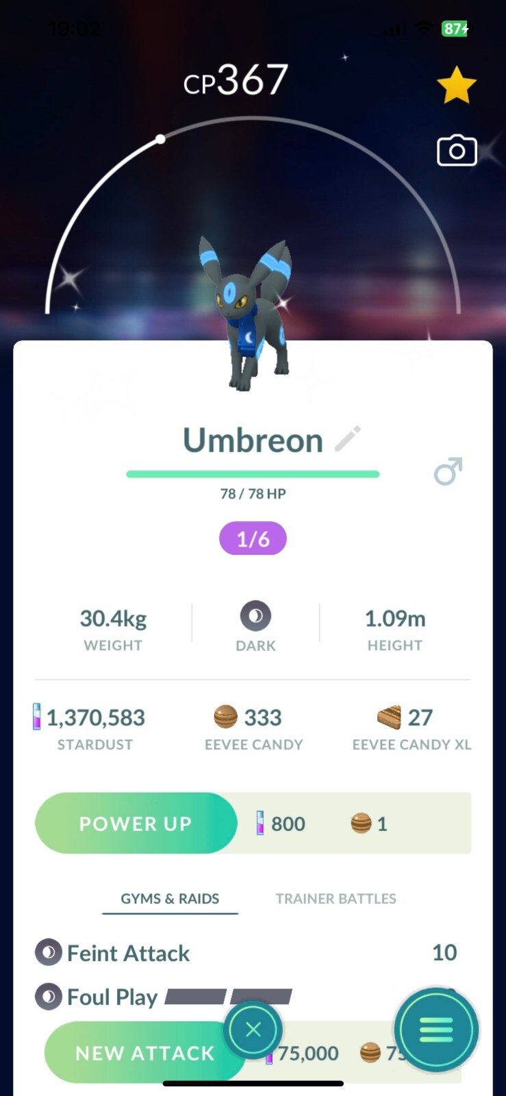 Shiny Umbreon wearing a moon Scarf costume Go fest - TRADE ...
