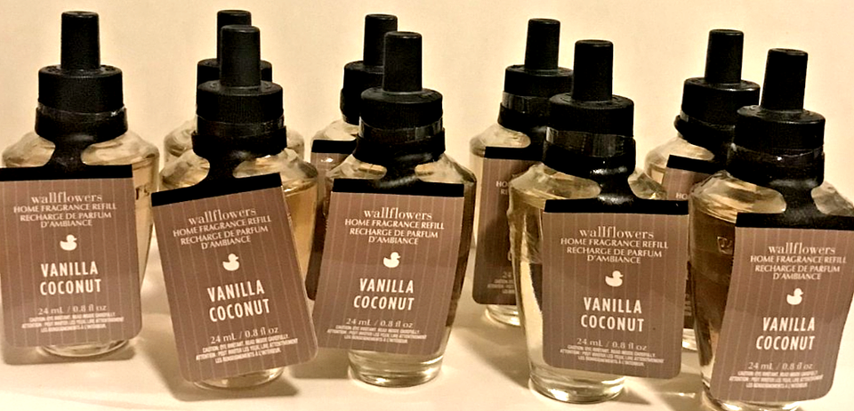 VANILLA COCONUT WALLFLOWER PLUG REFILLS LOT X 10 BATH BODY WORKS HOME ...