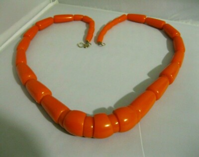 33" Deep Rich Orange Baby Carrot Grad Cone Trumpet Bead Casein Bakelite ...