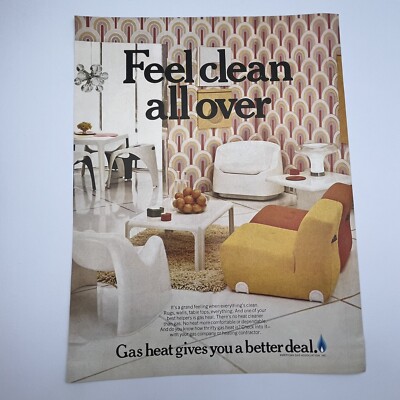 American Gas Association 1971 Print Ad 10"x13" 70s style home decor ...
