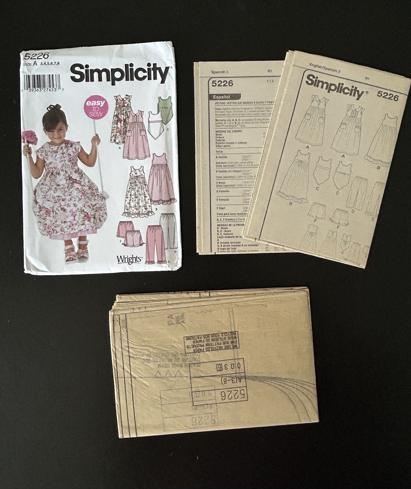 Simplicity 5226 Pattern Little Girl Sleeveless Sun Dress Shorts Top ...