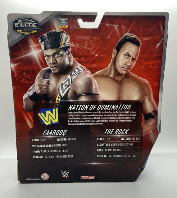 2015 WWE WWF Mattel The Rock Faarooq Nation Elite Wrestling Figures MOC ...