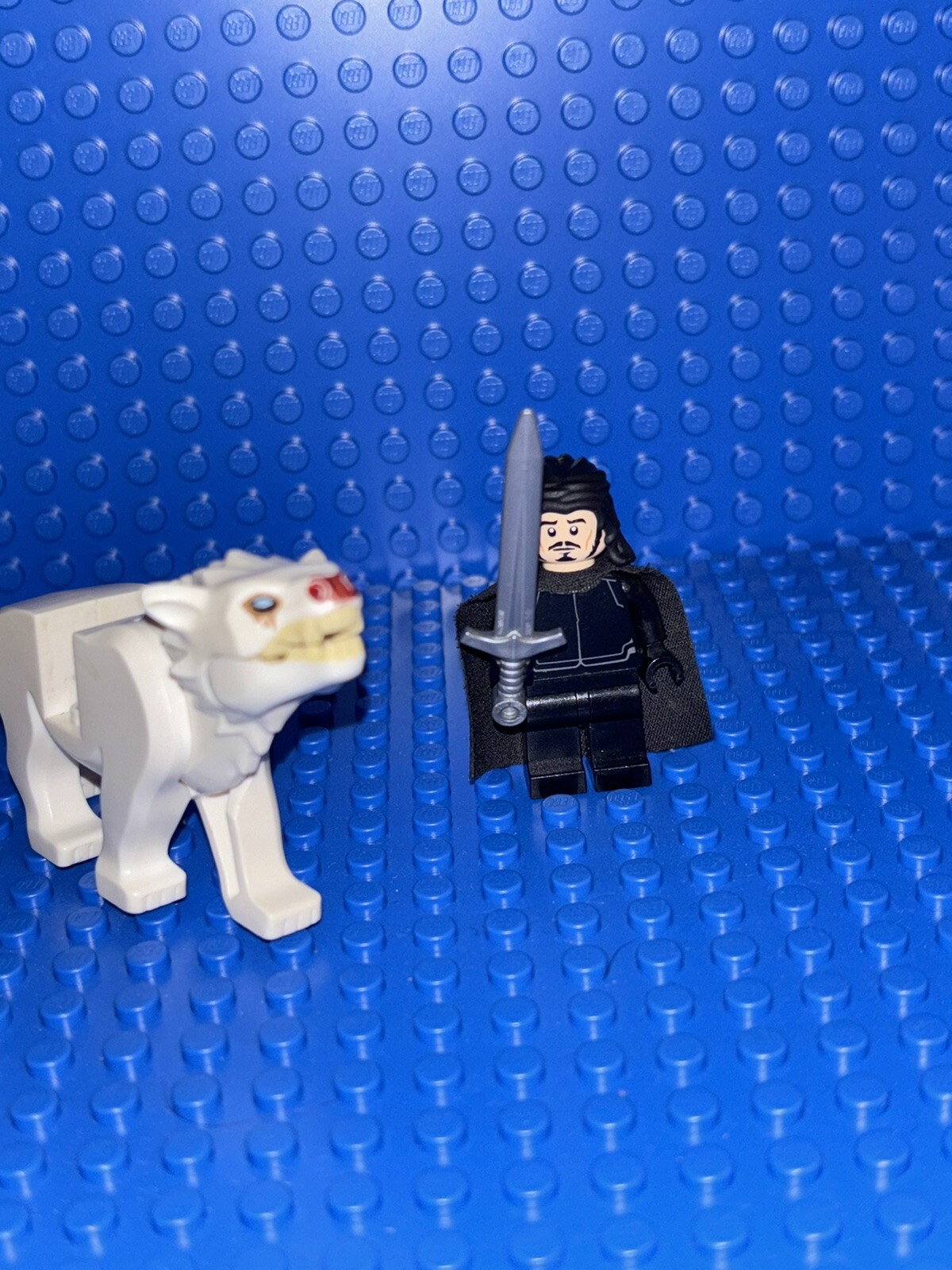 Lego Minifig White Warg Game of thrones got custom lego jon snow | eBay
