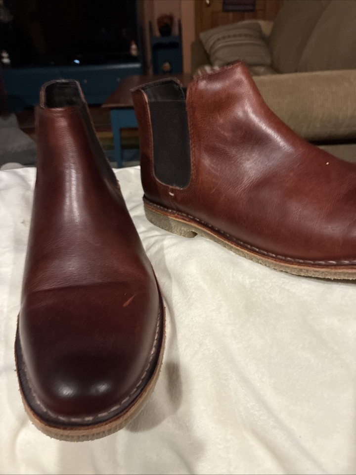 Kenneth Cole Reaction Reddish brown leather Chelsea boots Size 10 | eBay
