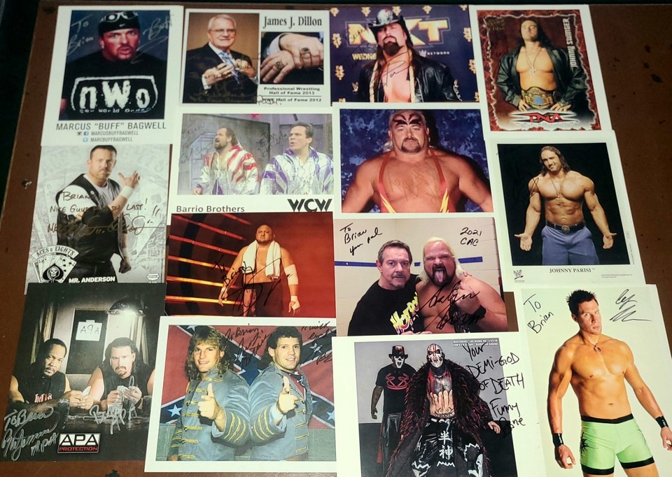 37 Signed Wrestlers Lot Autographs 8x10 Photos WWE WWF WCW ROH TNA WCW ...