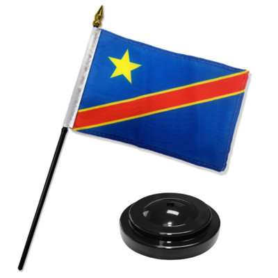 Congo Democratic Republic 4"x6" Flag Desk Set Table Stick Black Base | eBay
