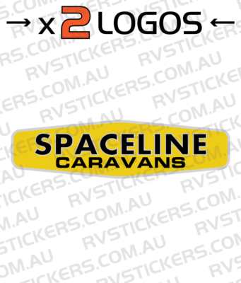 2x SPACELINE YELLOW LOGO Caravan decal, sticker, vintage, graphics | eBay