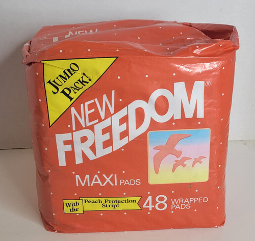 Vintage 1988 New Freedom Maxi Pads with Peach Protection Strip 48 Pads ...