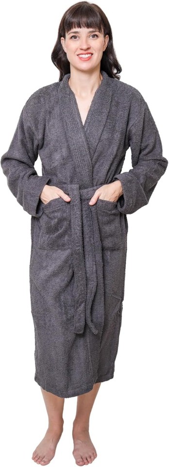 Women's Bathrobe Long Terry Cloth Robe with Belt Lightweight & Cozy 100 ...