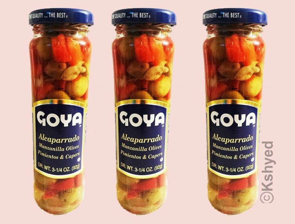 3 Pack Goya alcaparrado manzanilla olives pmientos & capers 3.25 Oz ...