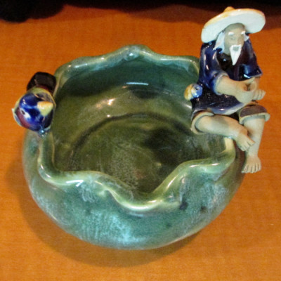 Chinese ceramic glazed FF Fishermen's Fortune basin bowl | eBay