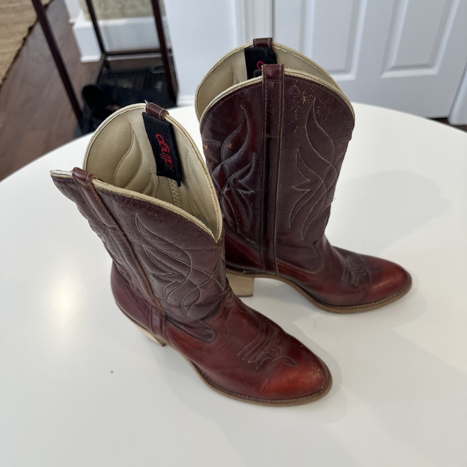 Dingo Women’s Size 7M Red Leather Heeled Cowboy Boots Western | eBay