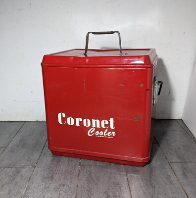 Vintage Coronet Red Metal Cooler - Mid Century Retro - Ice Chest Box ...