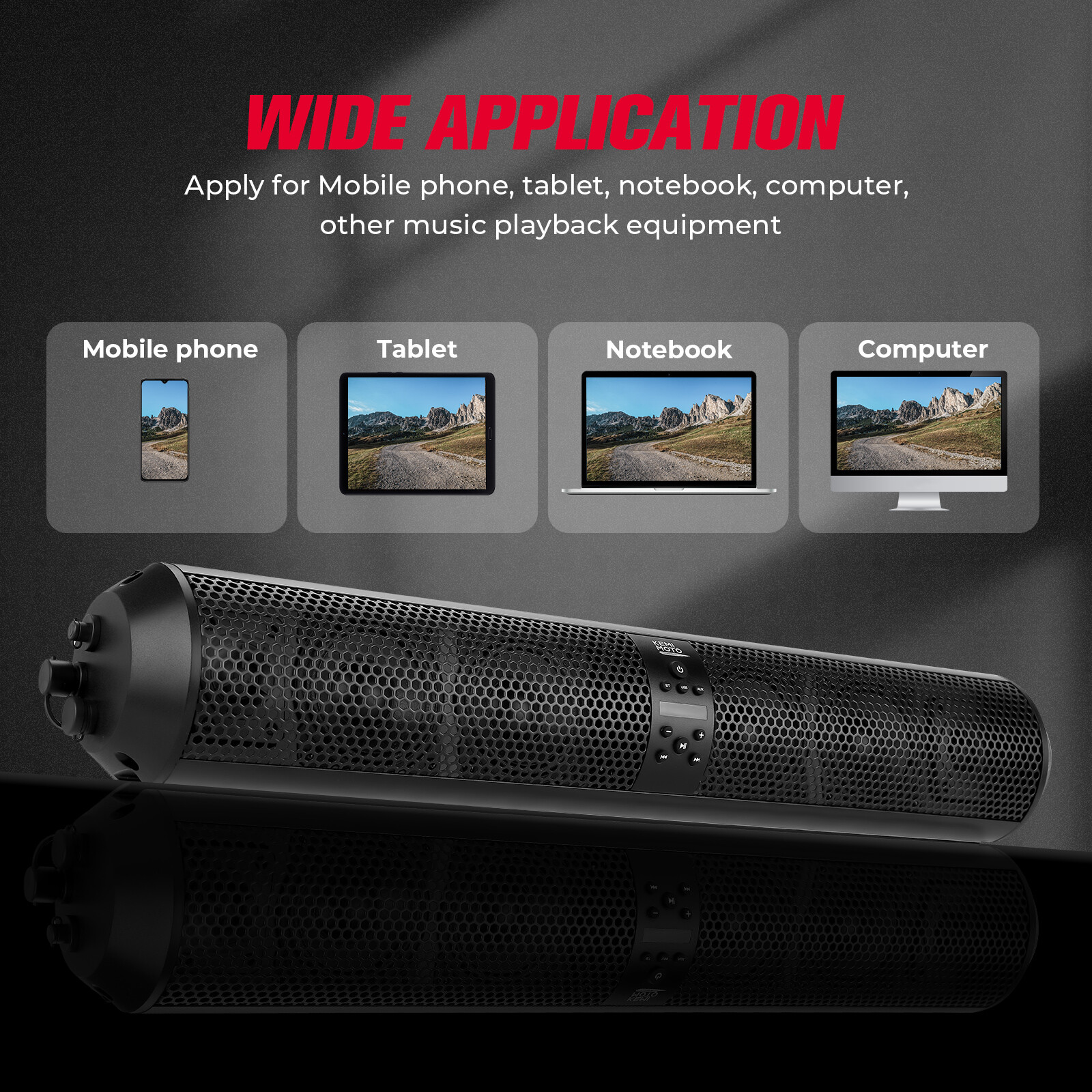 28" UTV Sound Bar Speaker Marine Audio System For Polaris Can am Honda ...