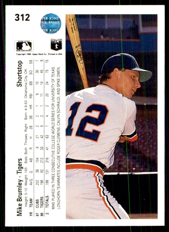 1990 Upper Deck Mike Brumley Baseball Cards #312 | eBay