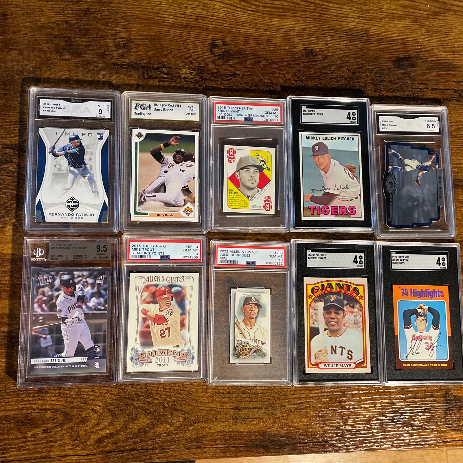 vintage hof rookie Graded Baseball cards Lot Mays Ryan Trout Tatis Jr ...