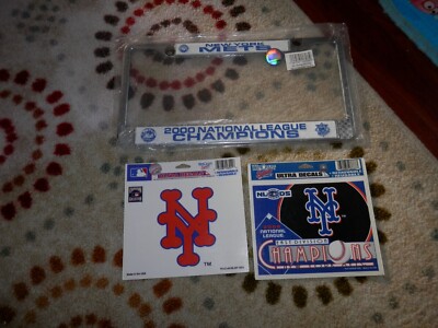 New York Mets chrome License plate frame & 2 window clings NEW VTG | eBay