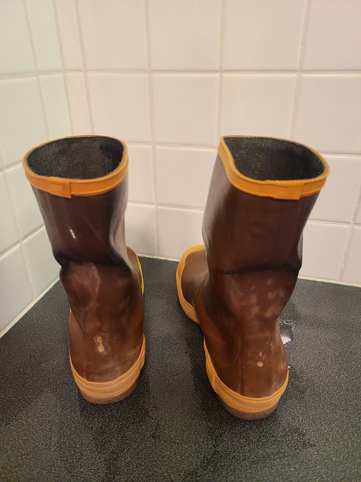 Sz 12 Steel Toe Industrial Work Boots Neoprene Rubber Mens Safety Ansi ...