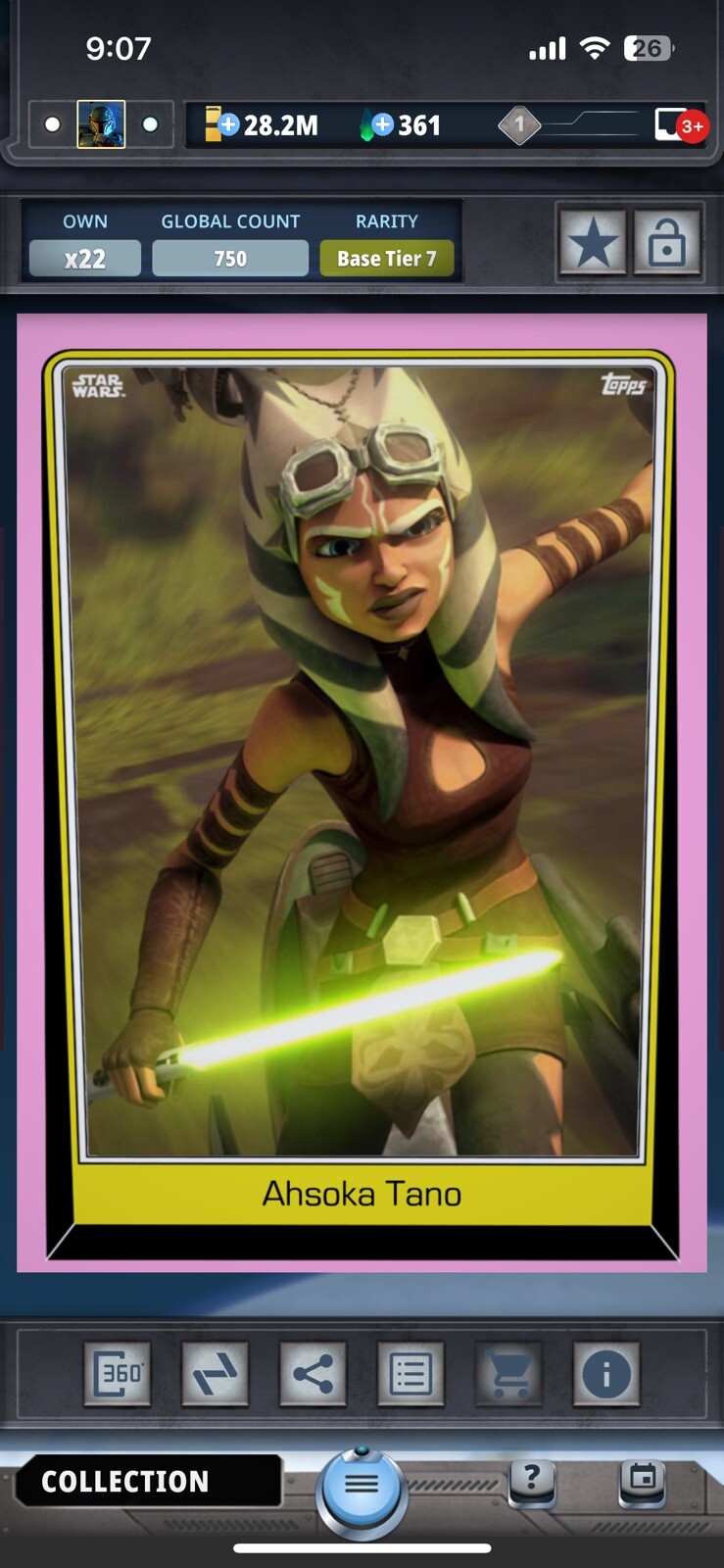 Topps Star Wars Digital Card Trader Tier 7 - Pink Ahsoka Tano - S5 | eBay
