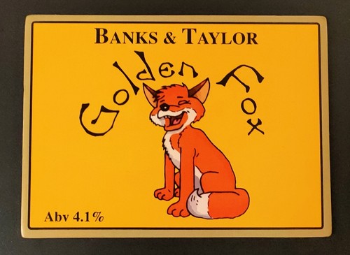 BANKS AND TAYLOR B & T GOLDEN FOX ALE BEER PUMP HANDLE CLIP BADGE BEDS ...
