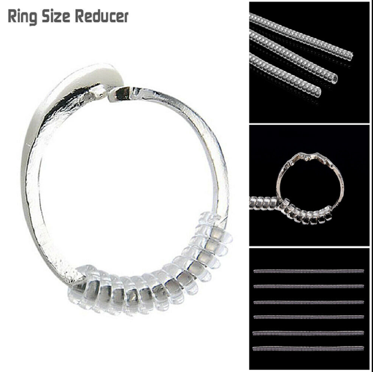 5pcs Ring Size Reducers Spiral Invisible Snugs Guard RESIZER ADJUSTERS ...