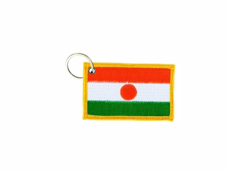 Keychain keyring embroidered embroidery patch double sided flag niger ...