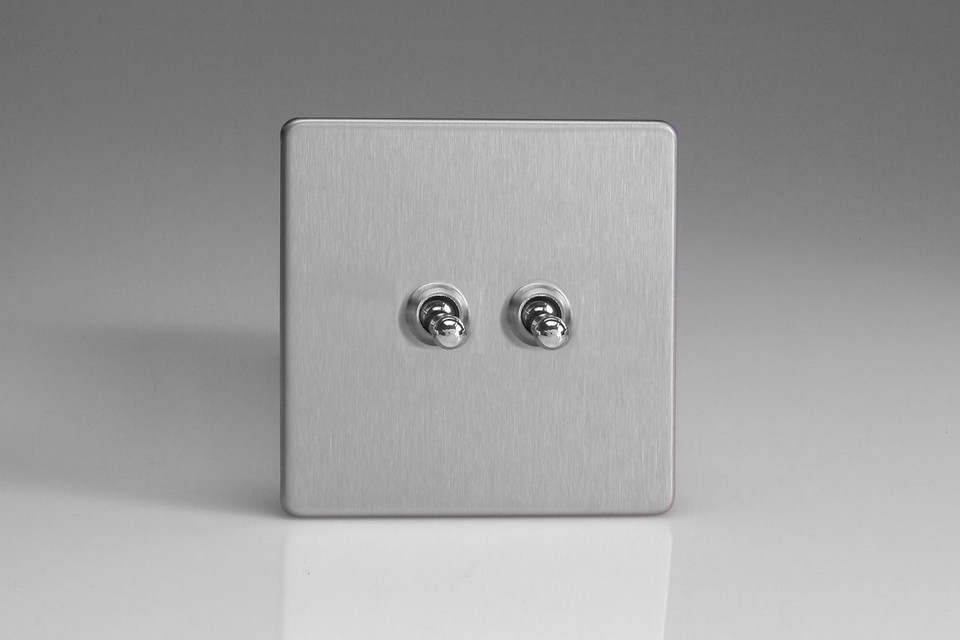 Varilight Brushed Steel Screwless Toggle Light Switches 10 Amp 2-Way ...