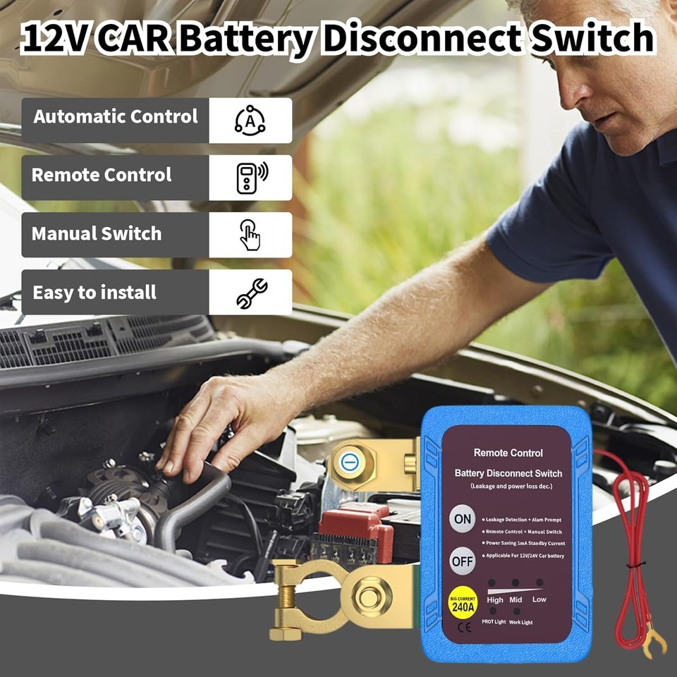 12V 240A Kill Switch Automatic Power Shut Off Switch Remote Battery ...