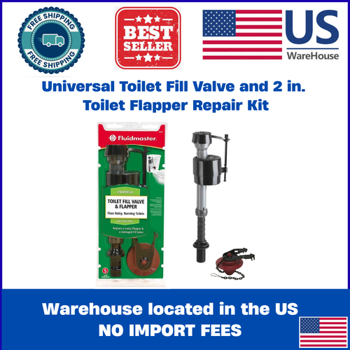 Fluidmaster Universal Toilet Fill Valve & 2 in. Flapper Repair Kit Easy ...