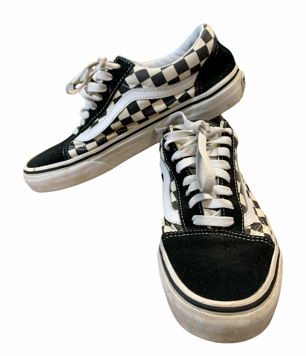 Vans Old Skool Black & White Checkered Lace Up Suede … - Gem